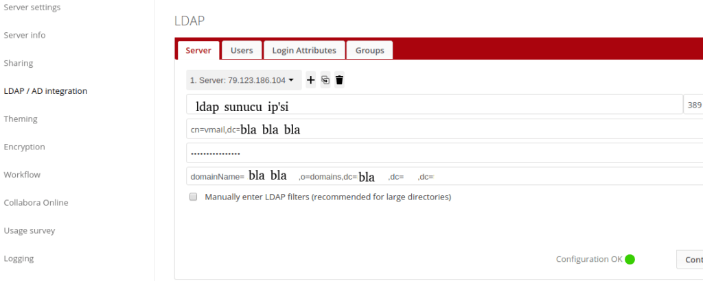 Nextcloud ldap authentication | not defterim